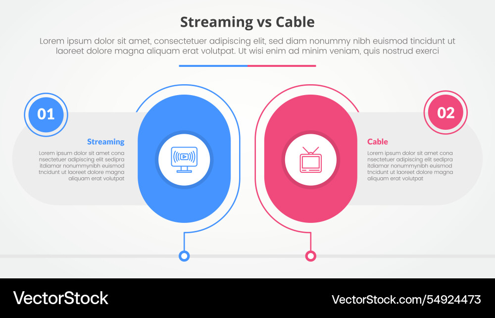 Streaming services vs cable comparison opposite Vector Image