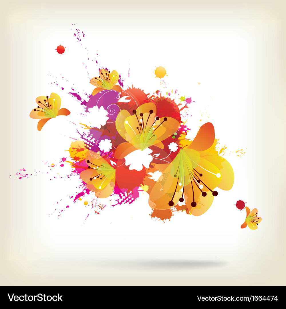 Abstract background with splash and floral Vector Image