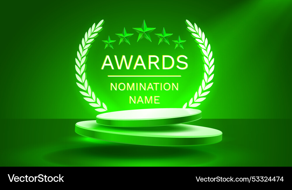 Awards nomination name podium neon prize event Vector Image