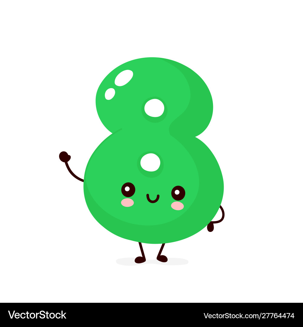 Cheerful Number Eight Character Royalty Free Vector Image