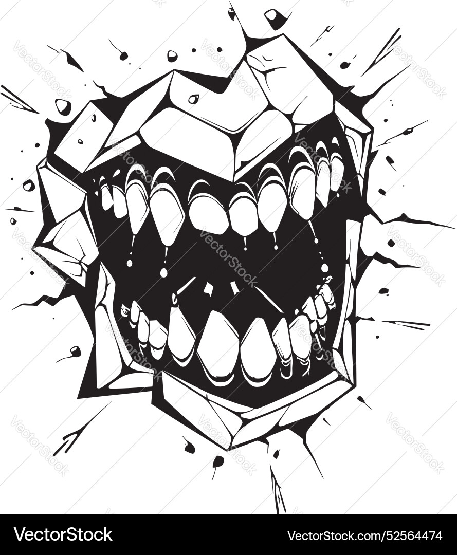 Devilish bite sinister iconic mouth diabolic jaws Vector Image