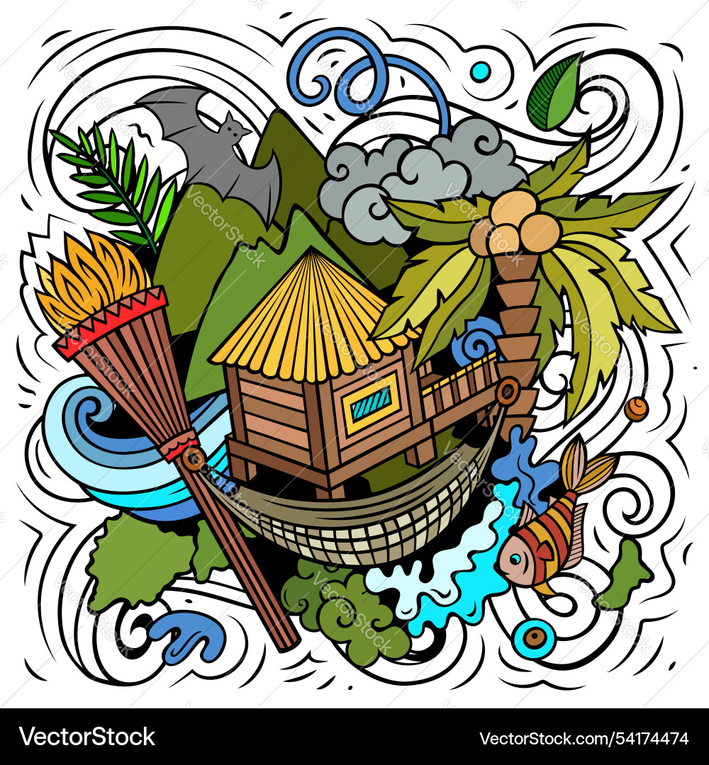 Hawaii cartoon doodle design Royalty Free Vector Image