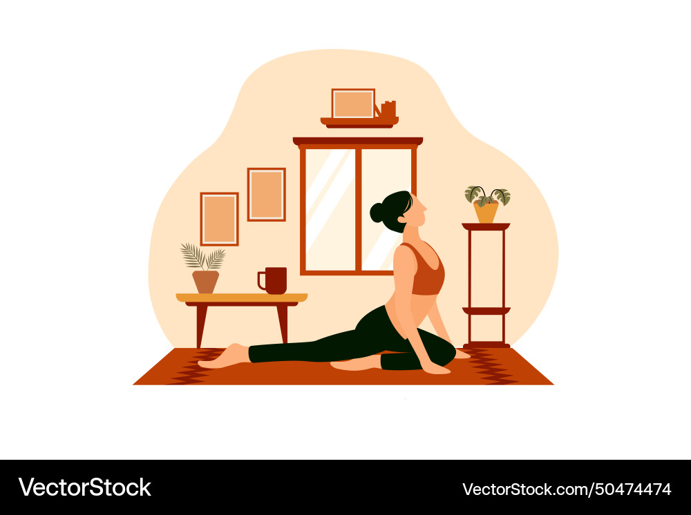 Indoor yoga flat design Royalty Free Vector Image