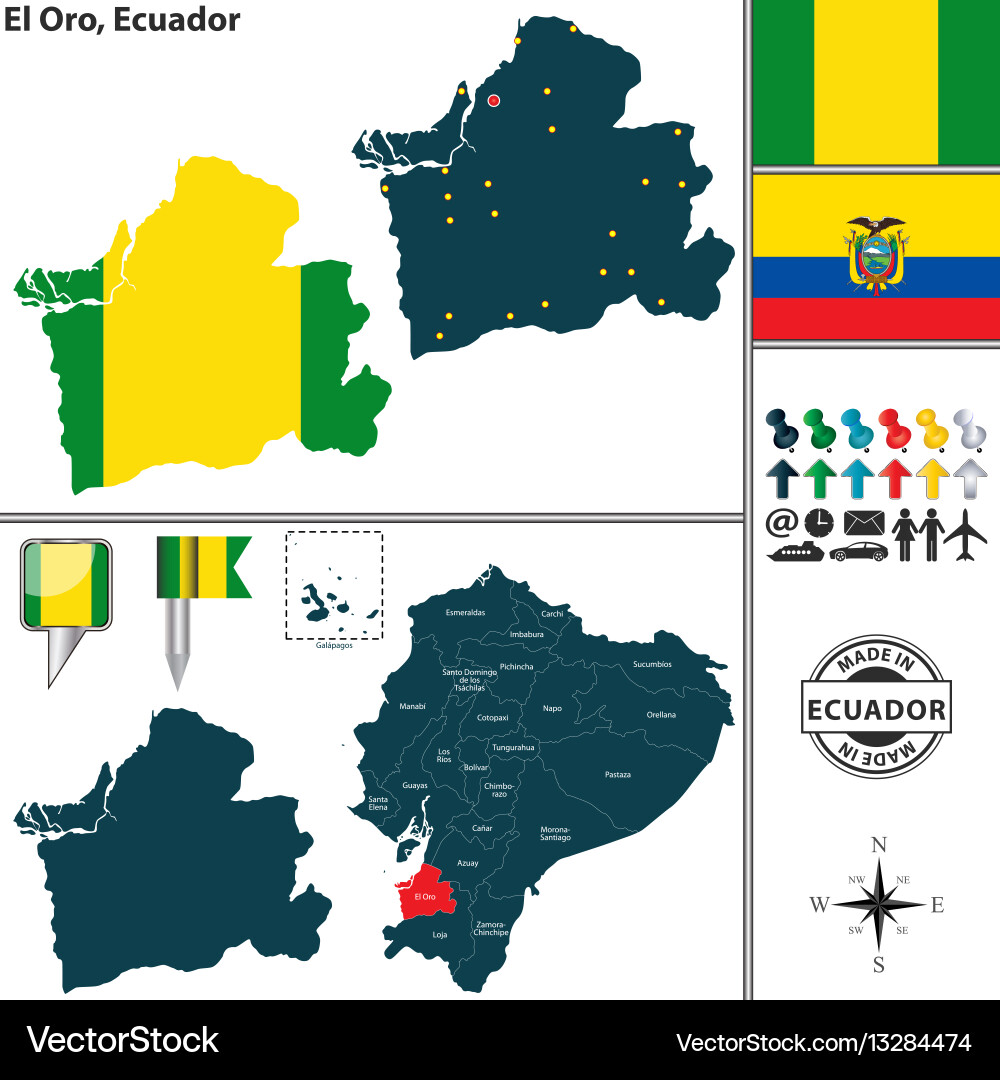 Map of el oro ecuador Royalty Free Vector Image