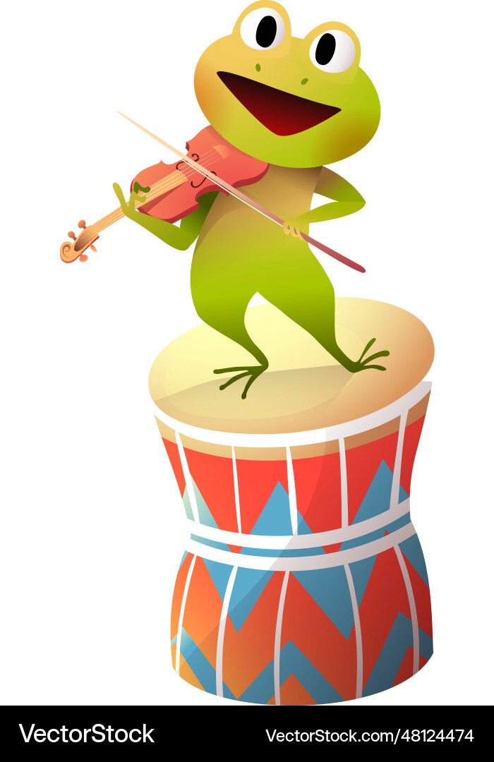 Musical show frog or toad play violin instrument Vector Image