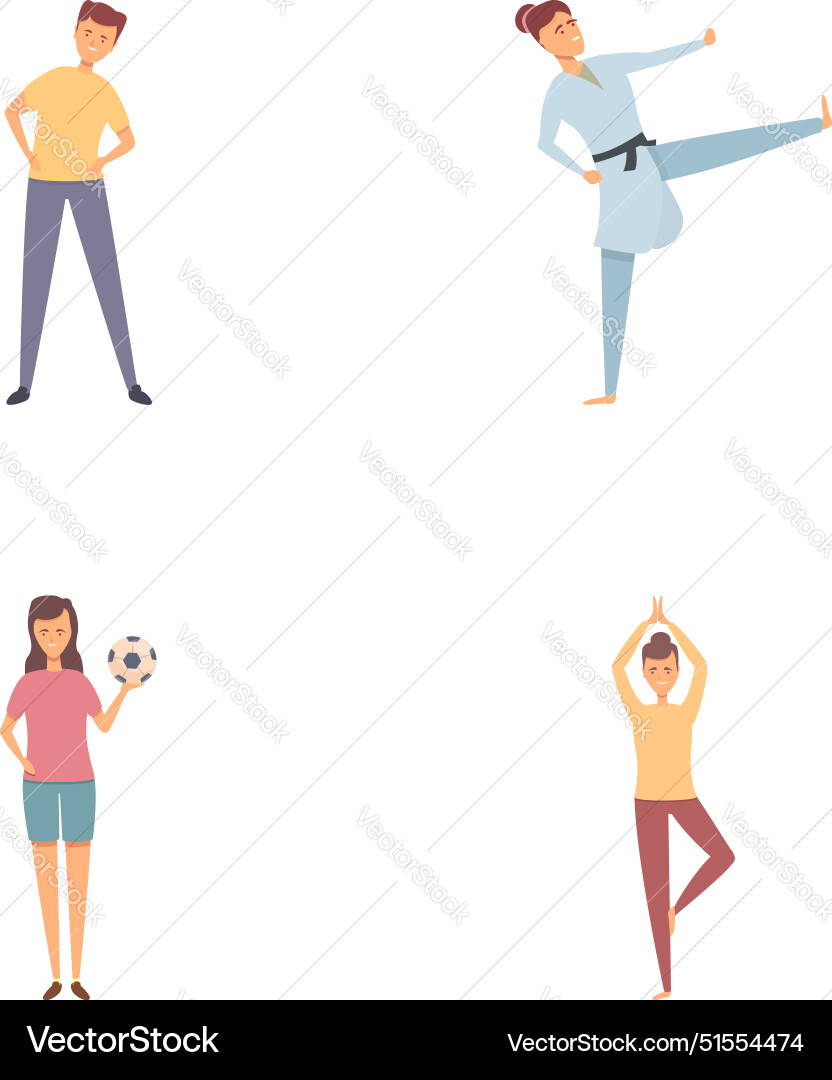 Physical education icons set cartoon Royalty Free Vector