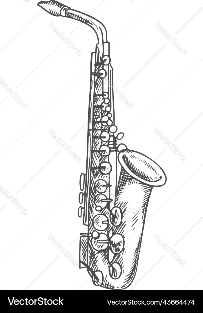 Saxophone isolated woodwind musical instrument Vector Image