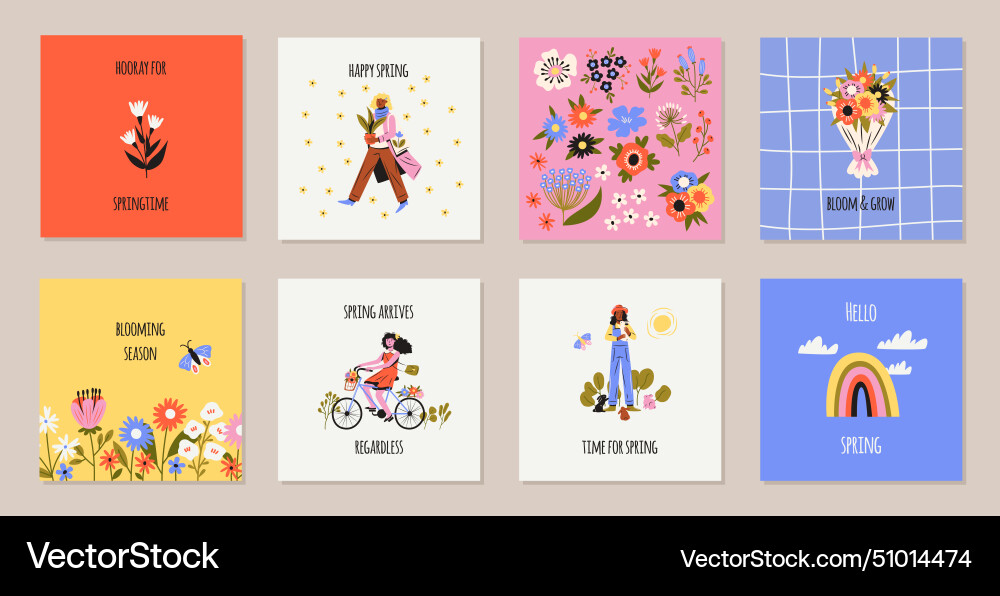 Spring happy people positive mood blooming Vector Image