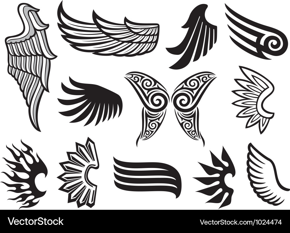Wings collection Royalty Free Vector Image - VectorStock