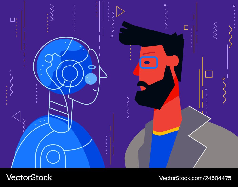AI vs Human - Modern Concept Royalty Free Vector Image