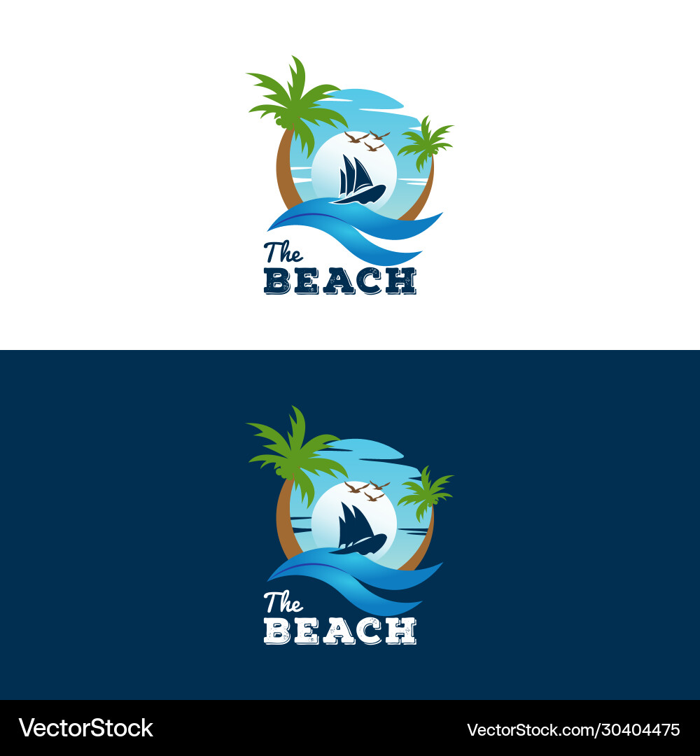 Beach logo design Royalty Free Vector Image - VectorStock
