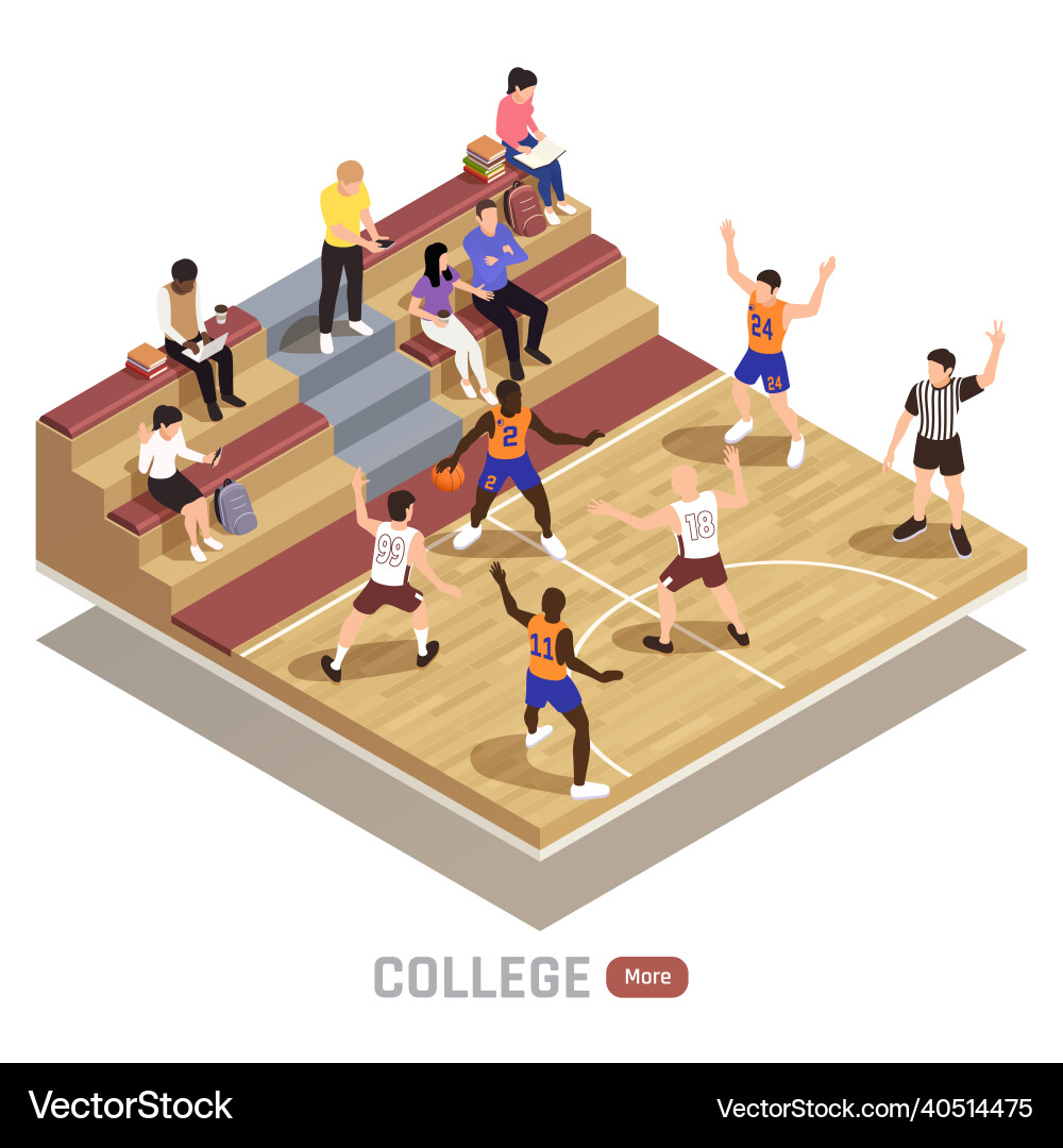 College basketball game composition Royalty Free Vector