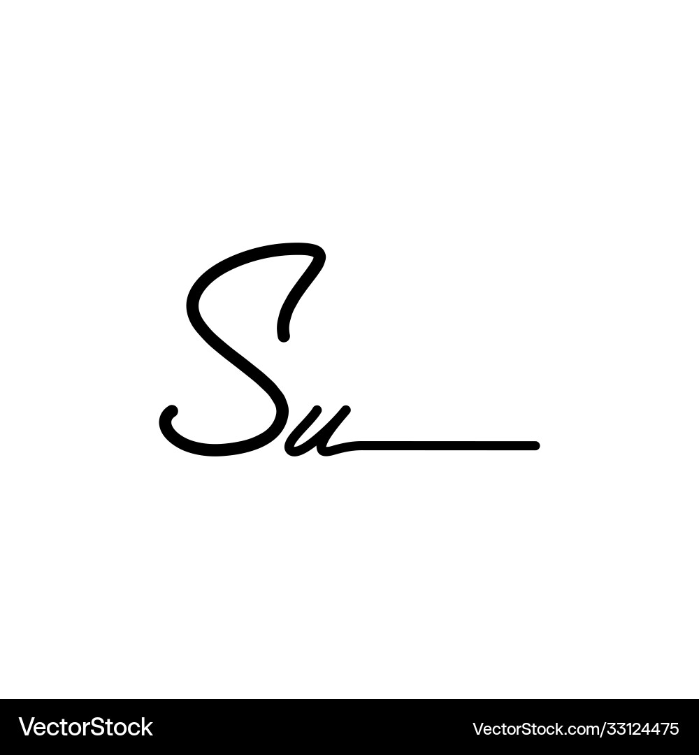 Letter su signature logo template Royalty Free Vector Image
