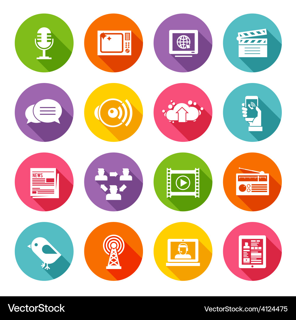 Media icon set Royalty Free Vector Image - VectorStock