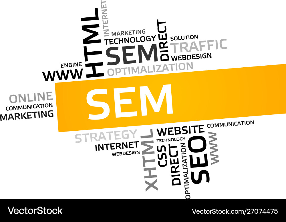 Sem word cloud tag graphic Royalty Free Vector Image