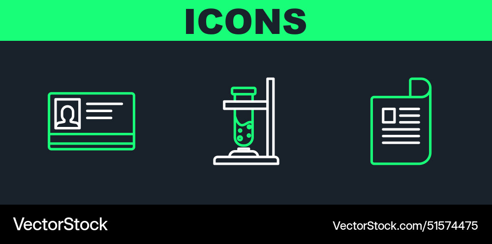 Set line document identification badge and glass Vector Image