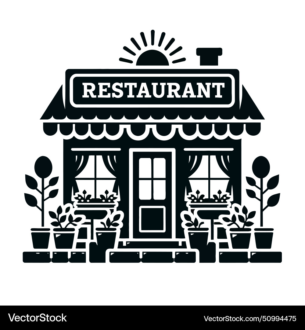 Silhouette of a restaurant Royalty Free Vector Image