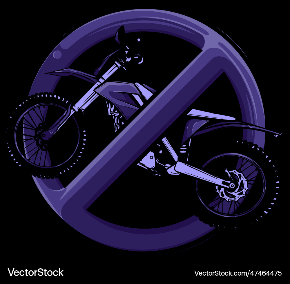 Symbol motorcycle forbidden icon on black Vector Image