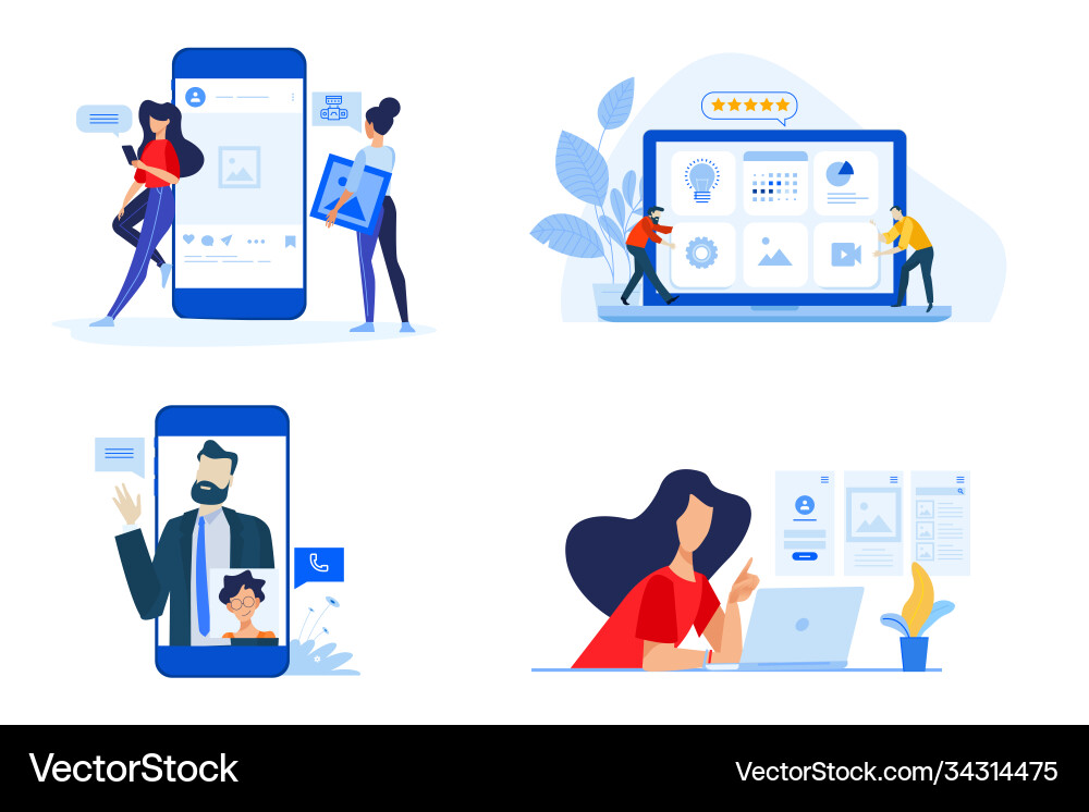 Video call and networking Royalty Free Vector Image