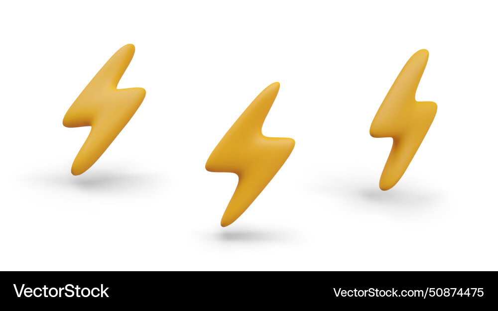 Yellow 3d lightning in cartoon style Royalty Free Vector