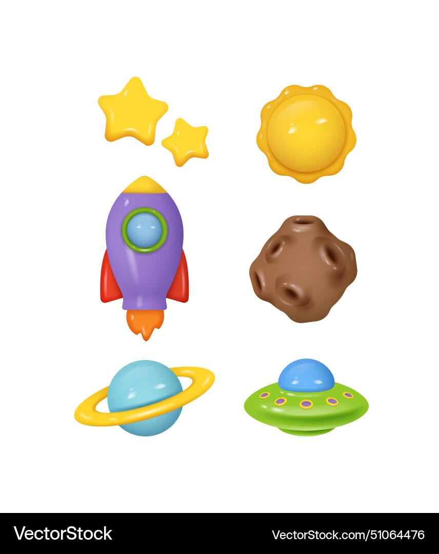 Clay rocket plasticine space elements Royalty Free Vector