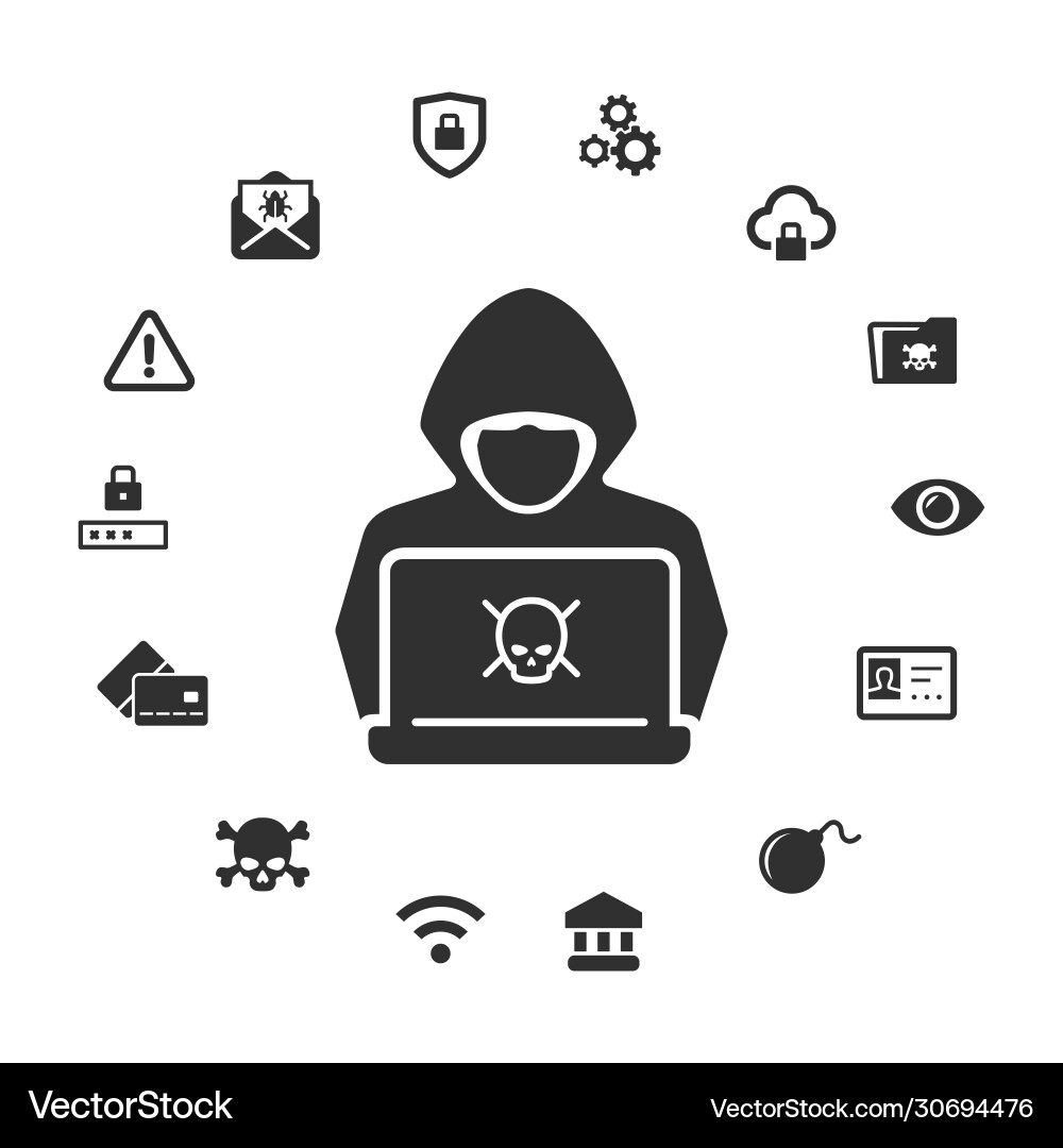 Computer hacker icon anonymous man with mask Vector Image