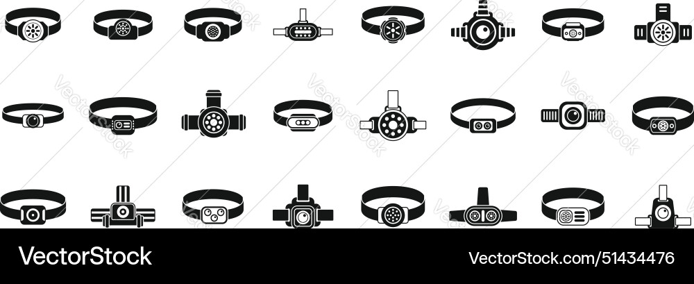 Headlamp icons set a collection Royalty Free Vector Image