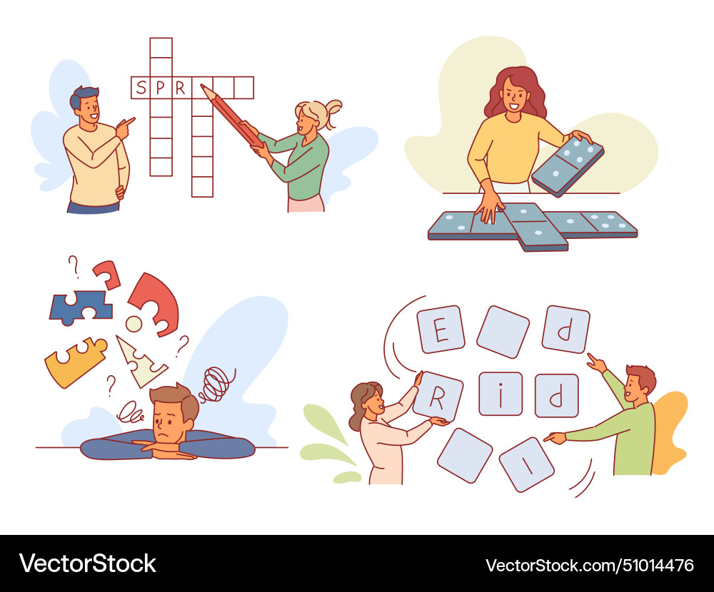 People solve puzzles personality hobbies happy Vector Image