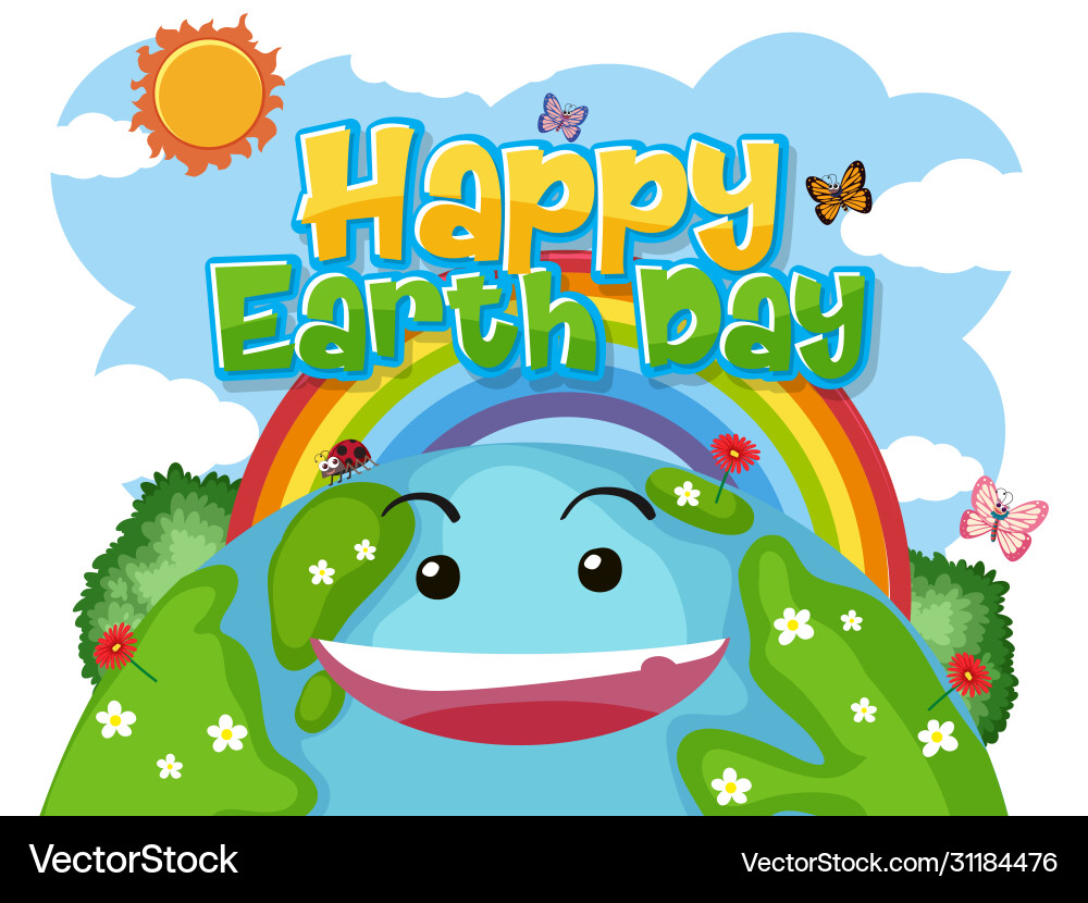 Poster design for happy earth day with smiling Vector Image