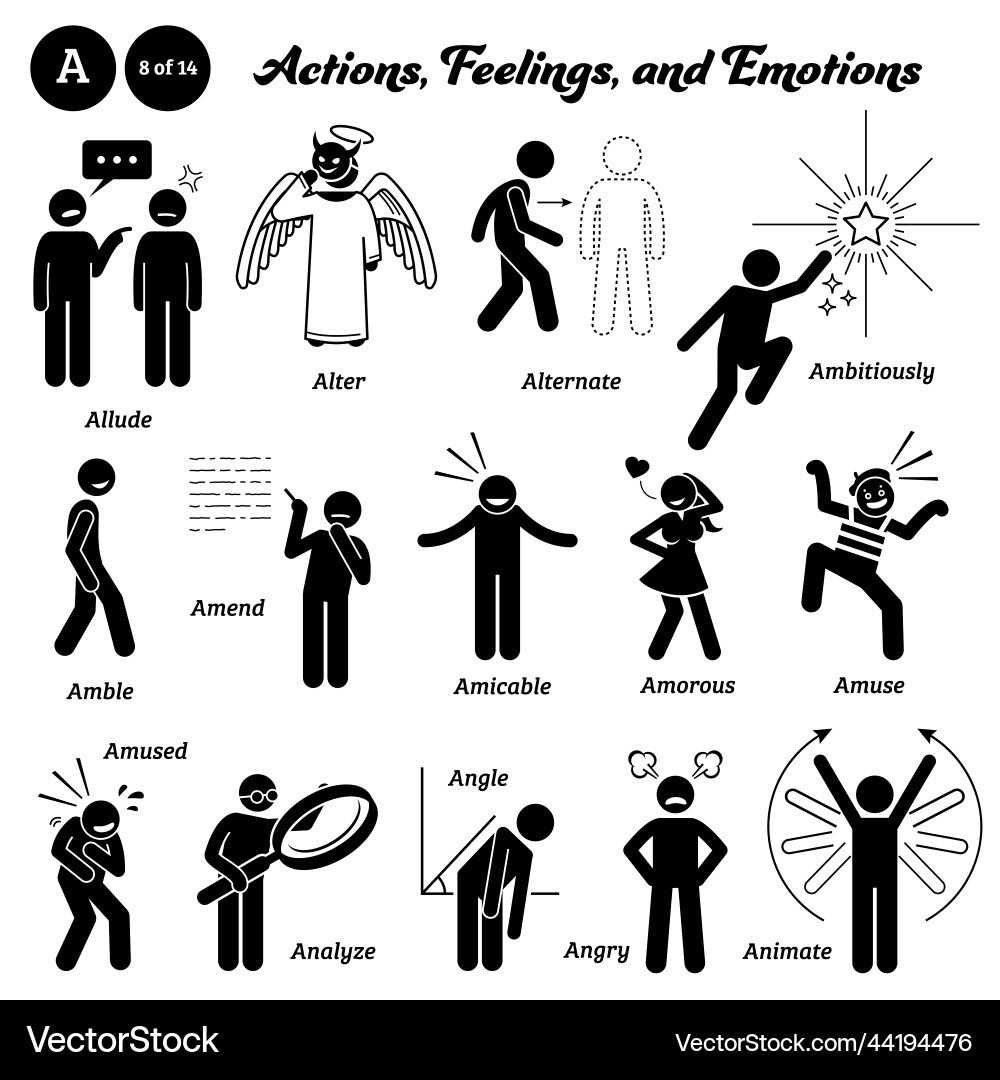 Stick Figures - Emotions & Actions Royalty Free Vector