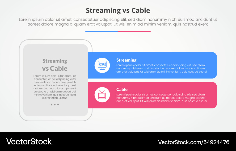 Streaming services vs cable comparison opposite Vector Image