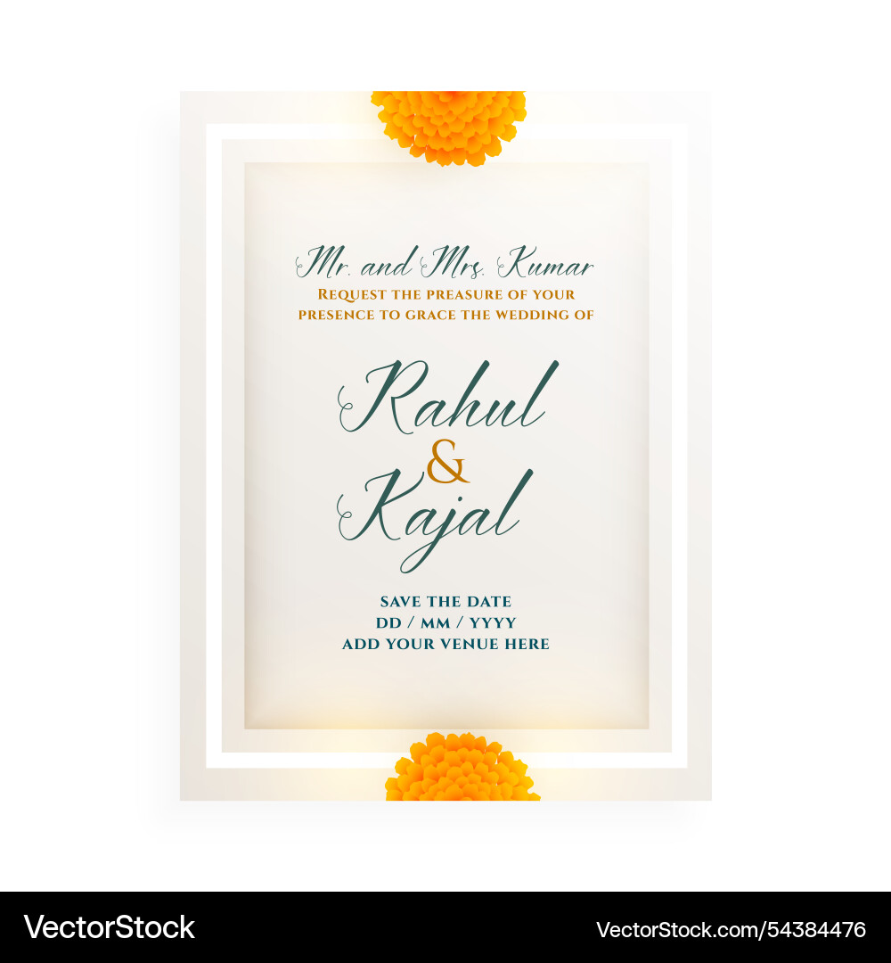 Traditional hindu wedding invitation card Vector Image