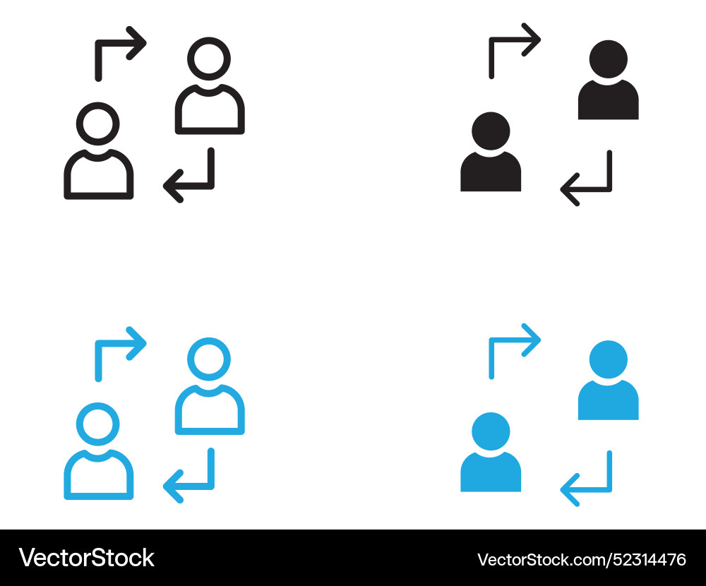 User switch icon black and white outline sign Vector Image