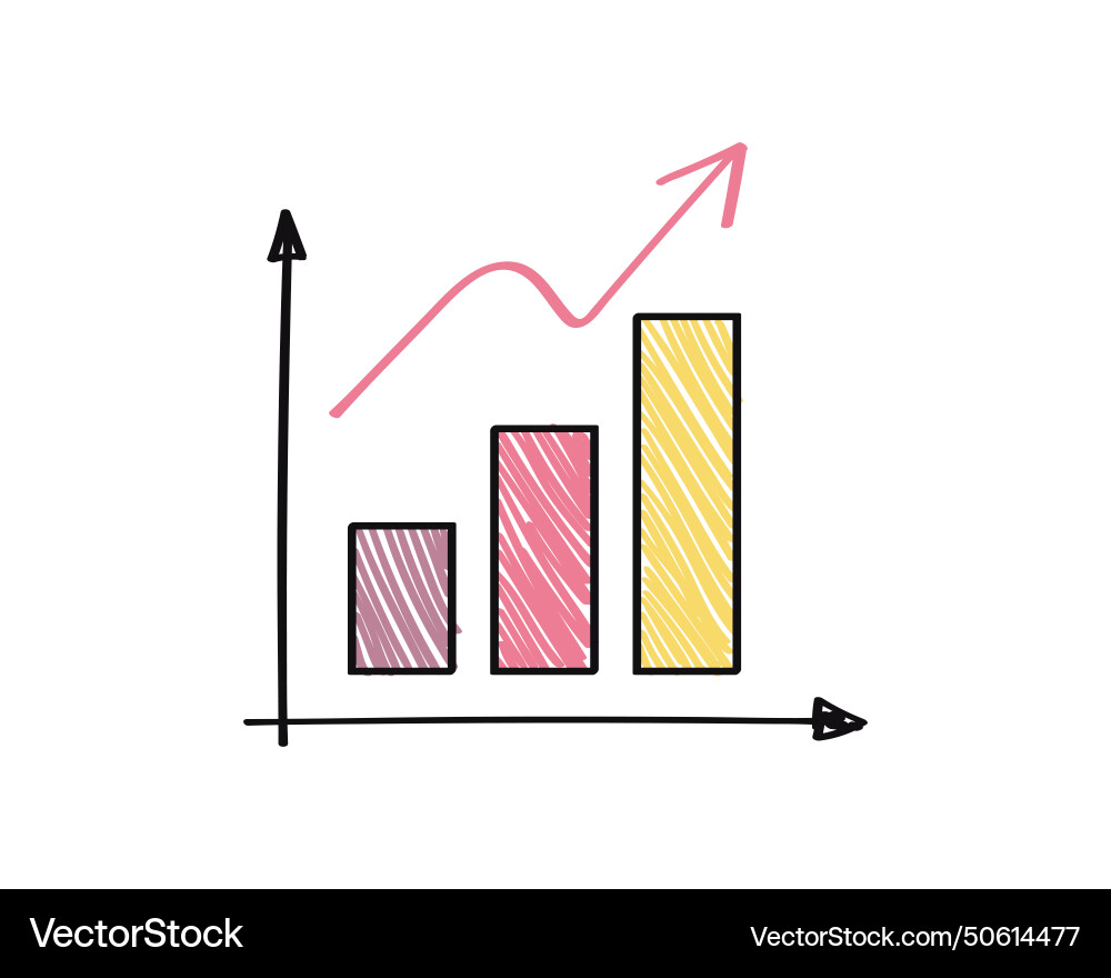 Business graph icon of a diagram with growing Vector Image