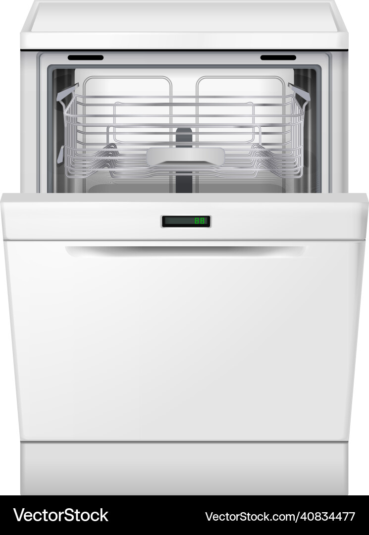 Dishwasher machine realistic composition Vector Image