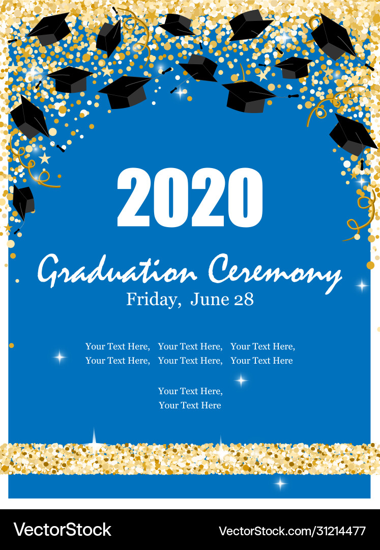Graduation Party Celebration 2020 Royalty Free Vector Image