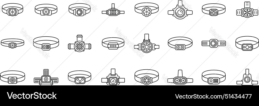 Headlamp icons set a collection Royalty Free Vector Image