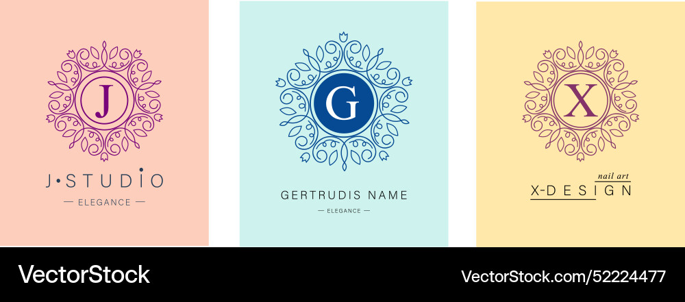 Monogram of letters with organic plant elements Vector Image