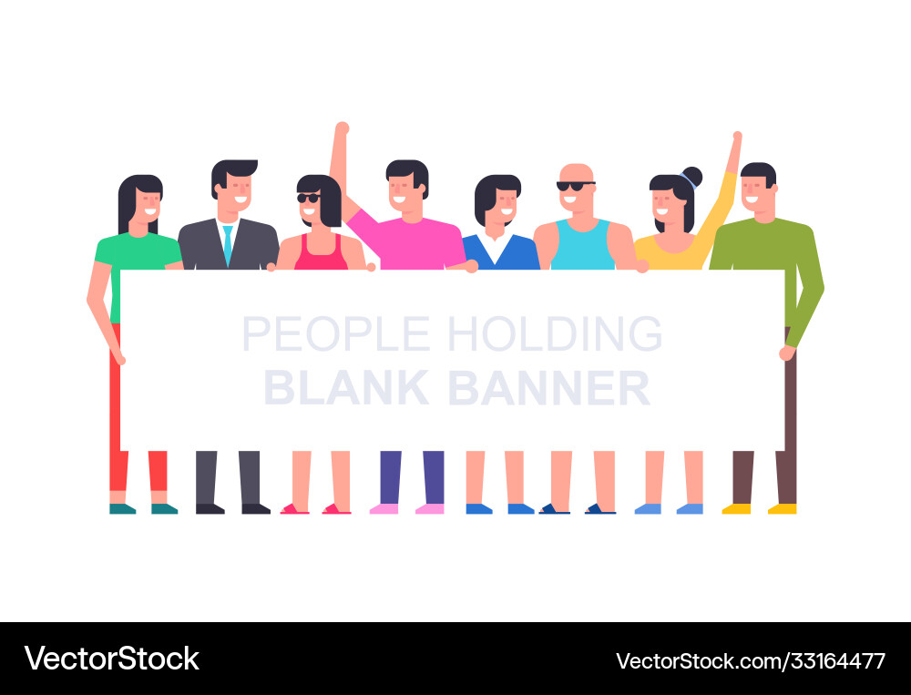 People with banner Royalty Free Vector Image - VectorStock