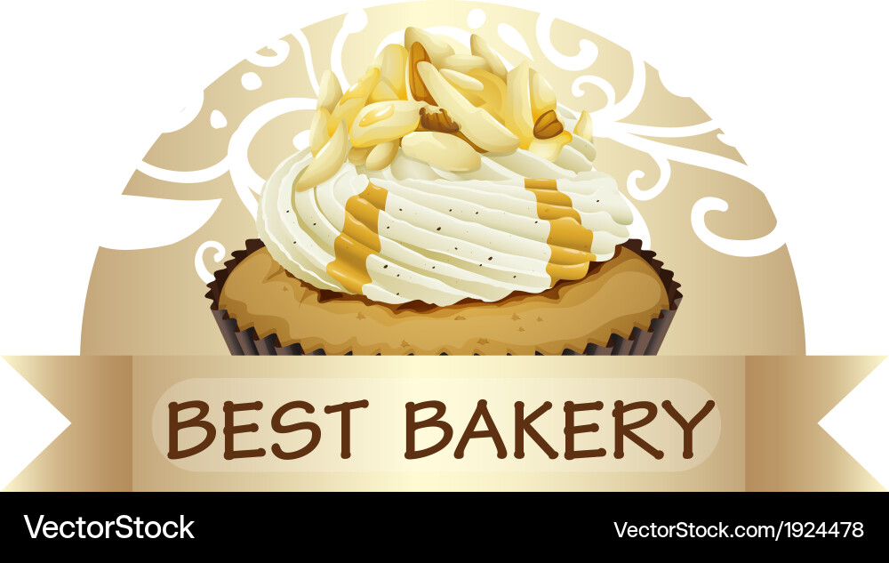 A best bakery label with cupcake Royalty Free Vector Image