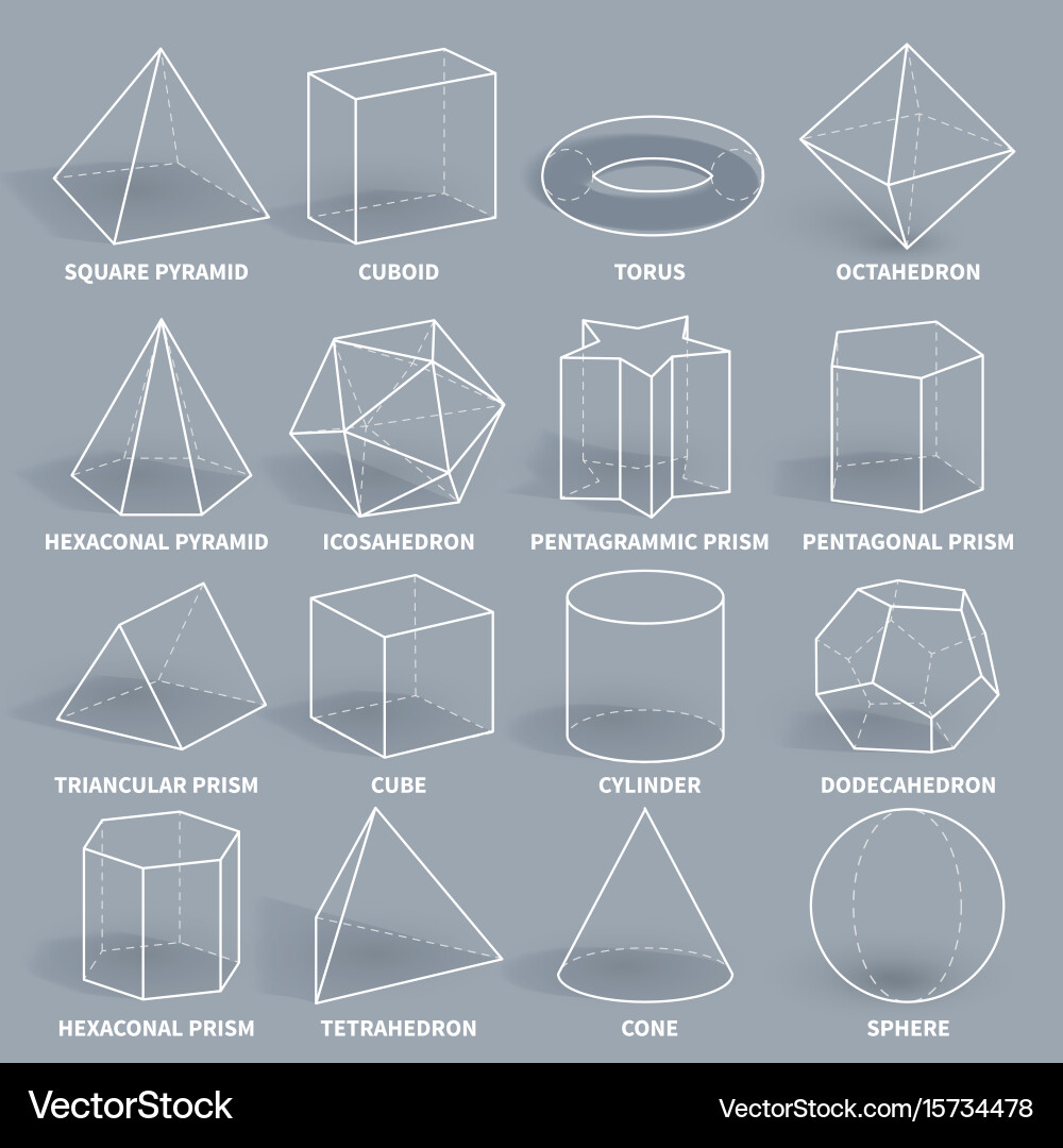 Abstract 3d math geometric outline shapes Vector Image