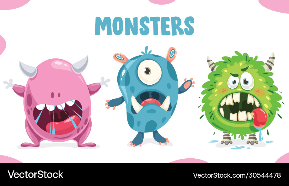 Colorful monsters posing Royalty Free Vector Image