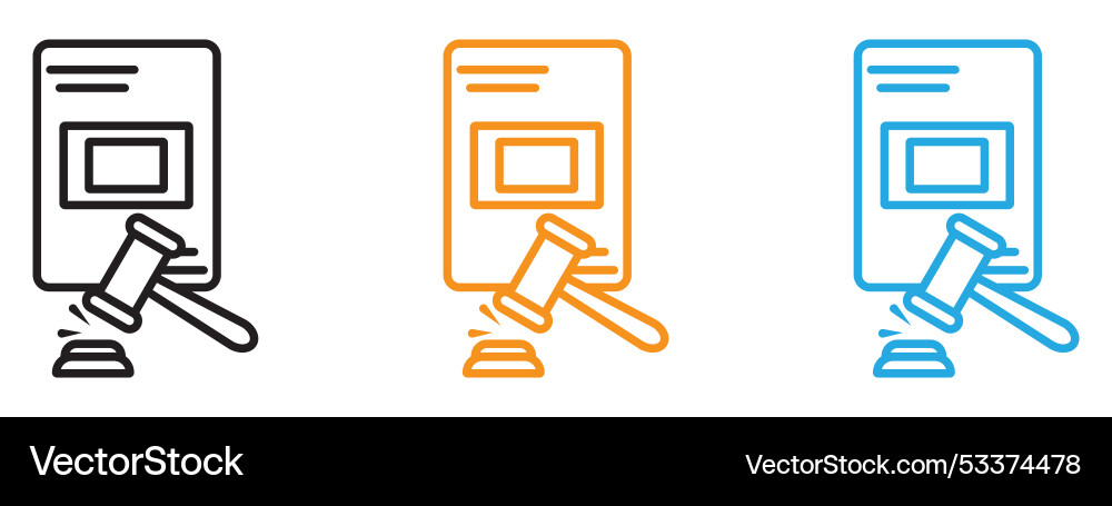 Court decision icon thin line set Royalty Free Vector Image