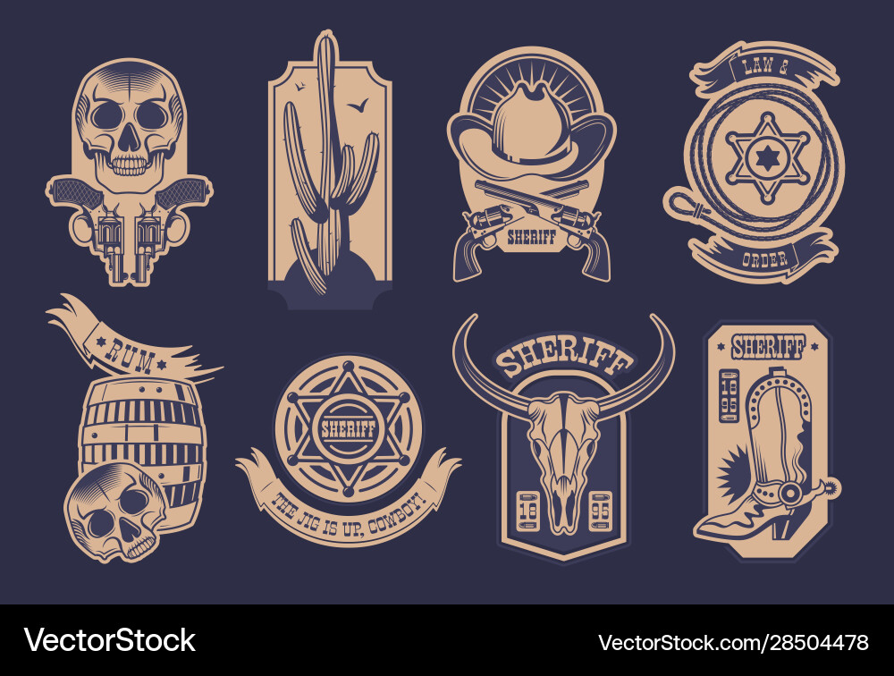 Cowboy emblem set Royalty Free Vector Image - VectorStock
