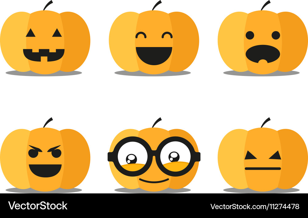 Different halloween pumpkin faces clip-art Vector Image