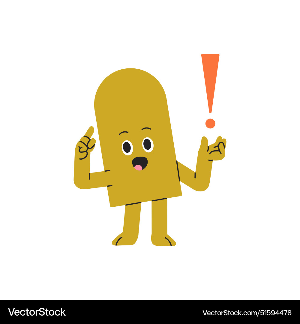 Excited geometric shape with exclamation mark Vector Image