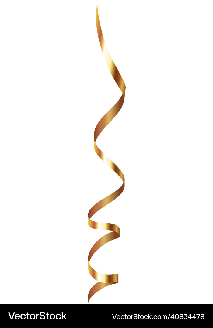 Golden curly ribbon composition Royalty Free Vector Image
