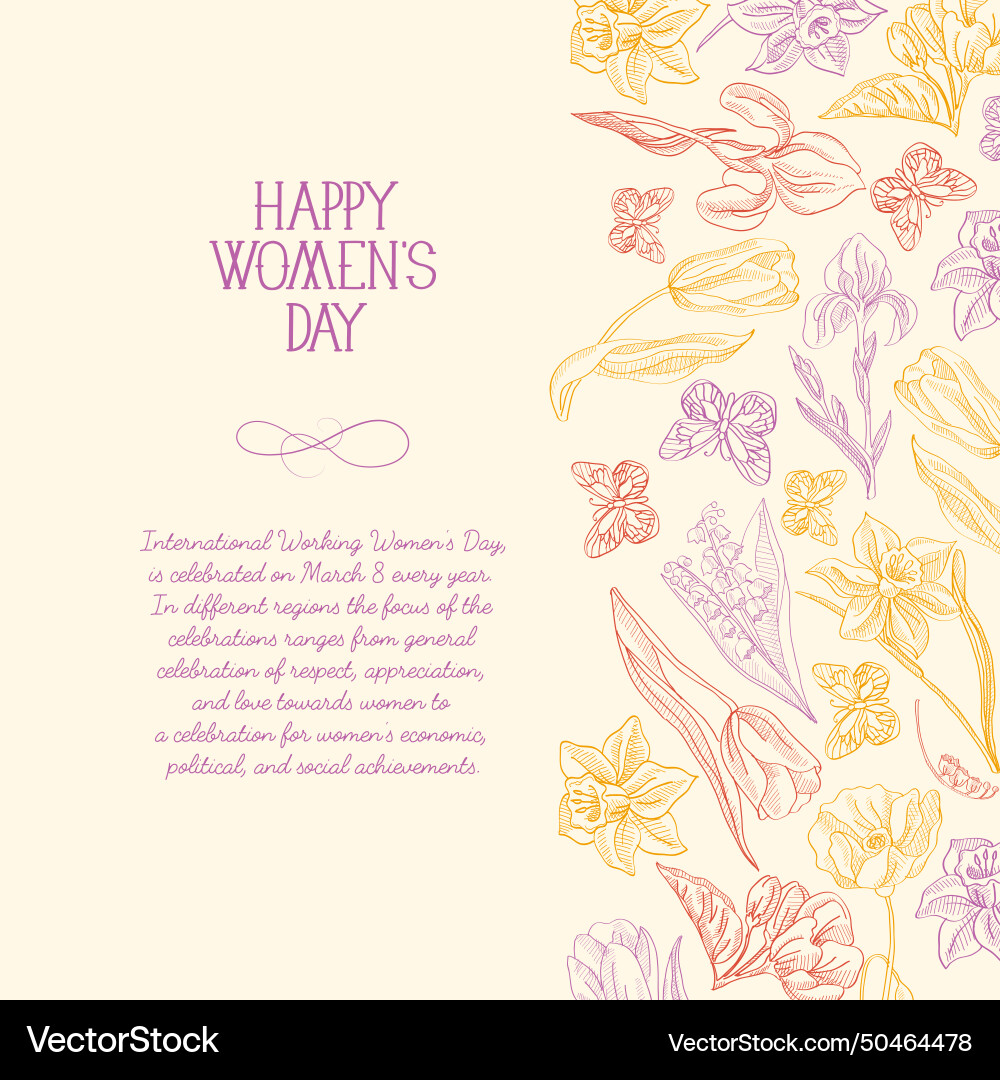 Happy womens day postcard Royalty Free Vector Image