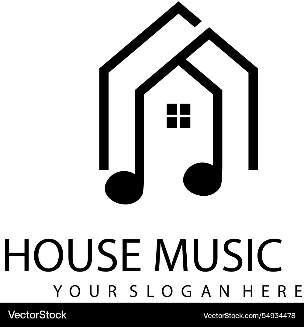 House music icon logo design template Royalty Free Vector