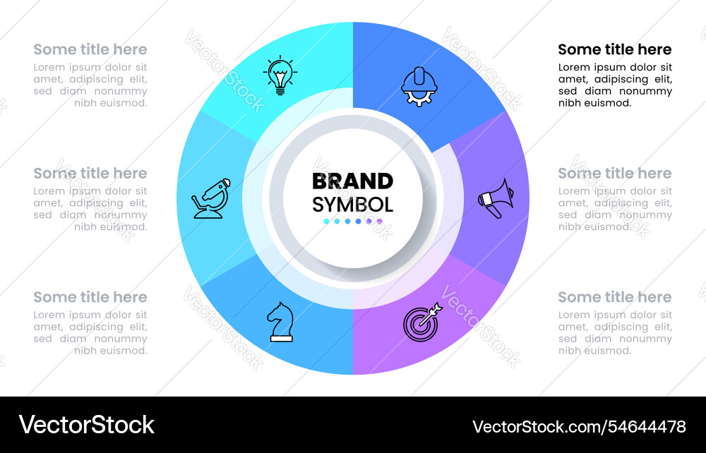 Infographic template circle with selection and 6 Vector Image